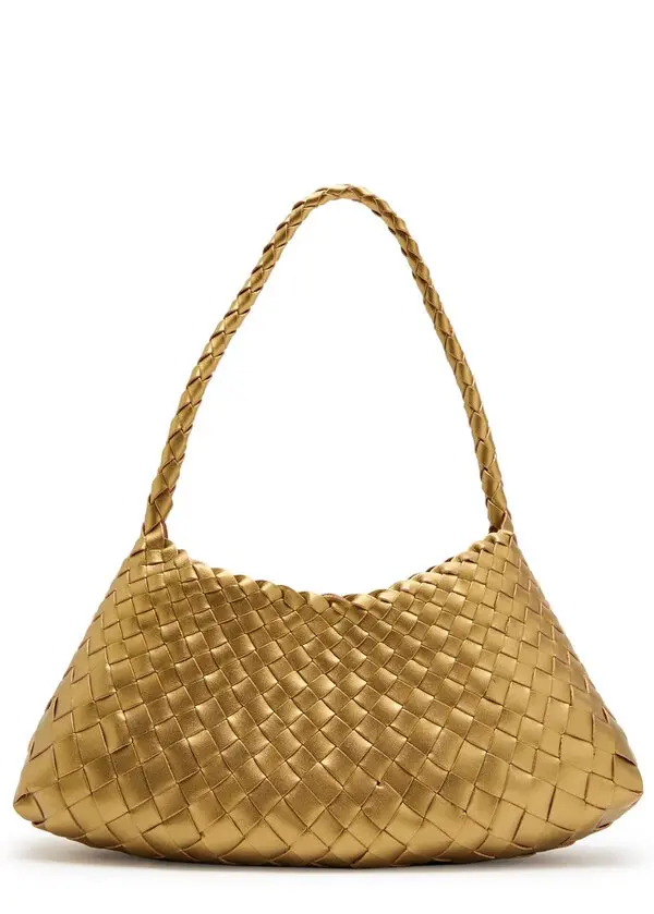 Dragon Diffusion Rosanna Woven Leather Shoulder Bag - Gold