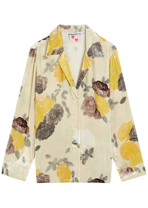 Bernadette Louis Floral-print Velour Blouse