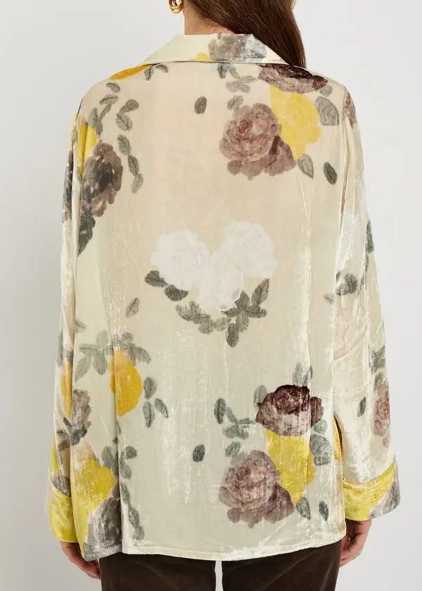 Bernadette Louis Floral-print Velour Blouse