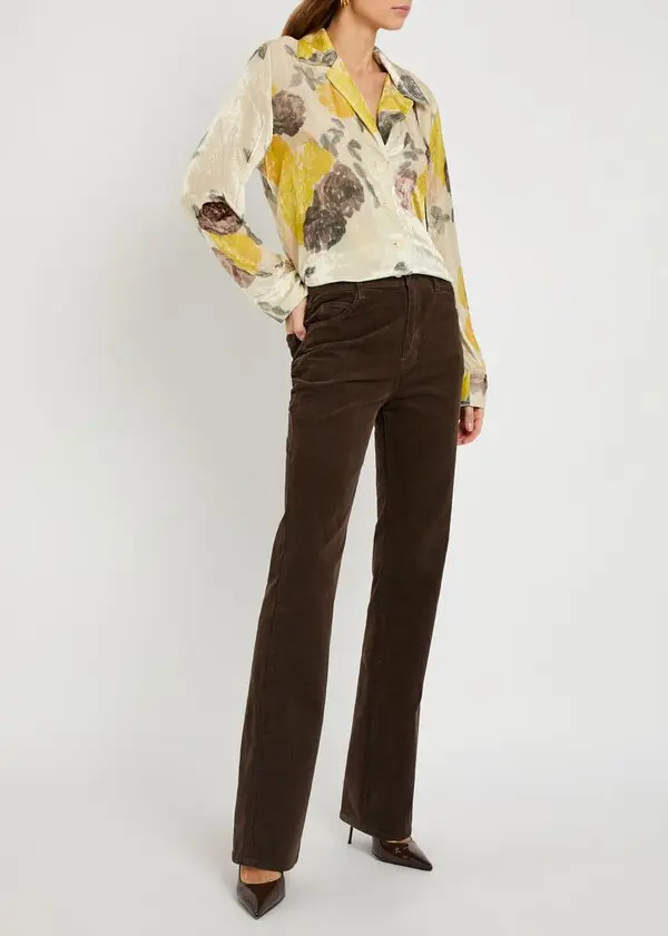 Bernadette Louis Floral-print Velour Blouse