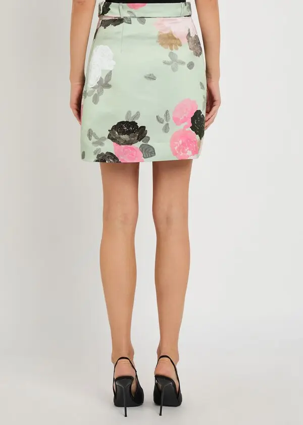 Bernadette Eva Floral-print Satin Skirt