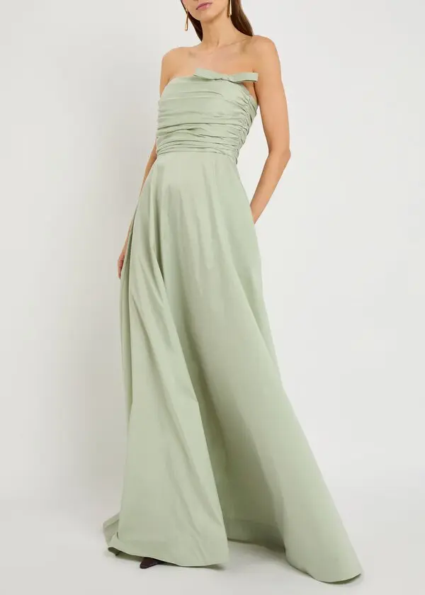 Bernadette Lucinda Ruched Taffeta Maxi Dress - Mint