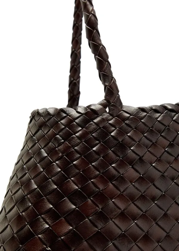Dragon Diffusion Santa Croce Big Woven Leather Tote Bag - Dark Brown