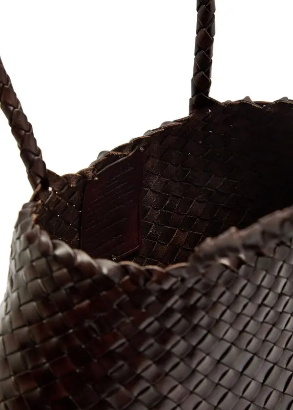 Dragon Diffusion Santa Croce Big Woven Leather Tote Bag - Dark Brown