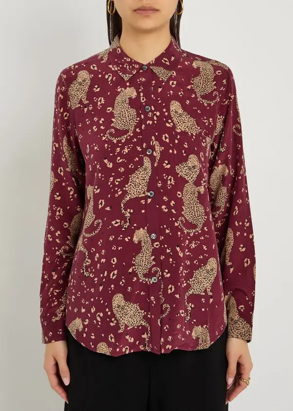 Rails Kate Leopard-print Silk Shirt - Red