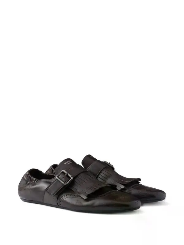 Prada Shuffle Fringed Monk Strap Shoes