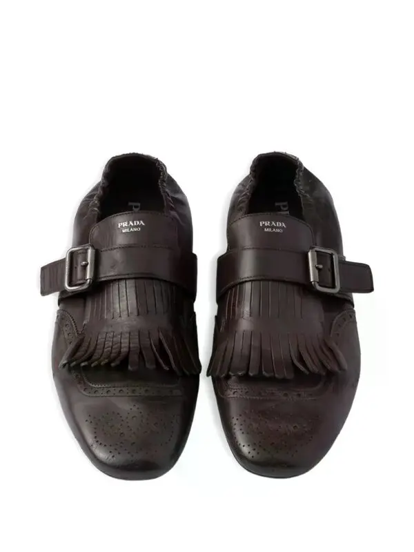 Prada Shuffle Fringed Monk Strap Shoes