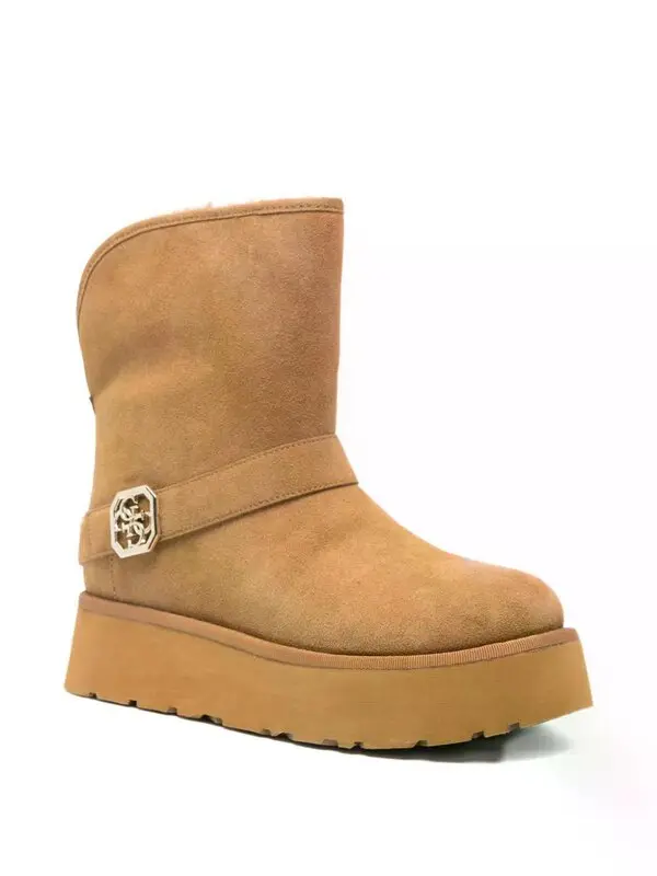 Guess Dolsay Buckle-strap Platform Boots - Brown