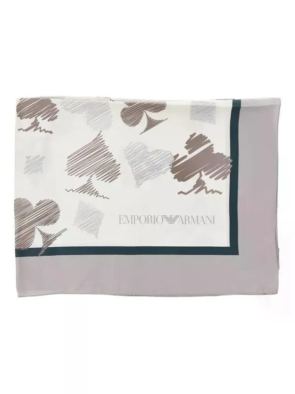 Emporio Armani Patterned Border Scarf - Neutrals