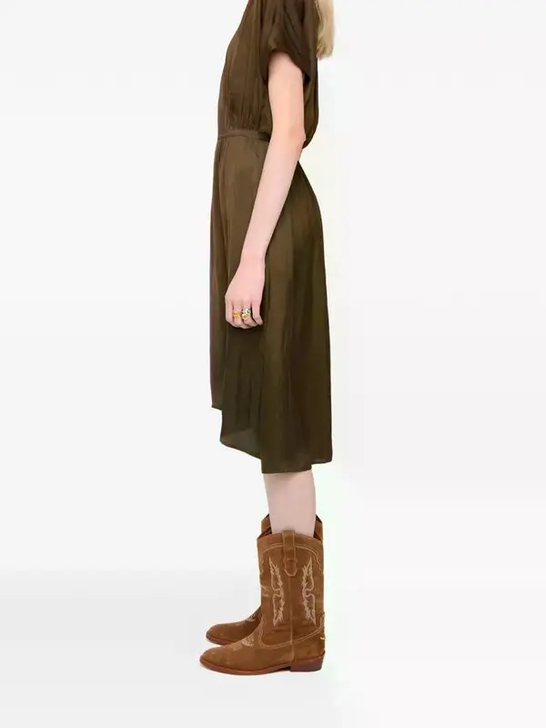 Zadig&Voltaire Riaz Satin V-neck Dress - Green