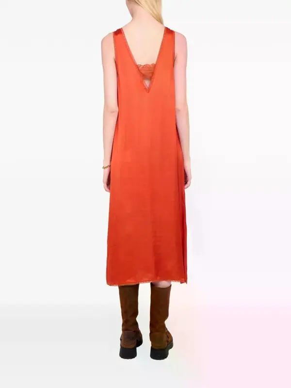 Zadig&Voltaire Renzo Lace-detail Satin Midi Dress - Orange