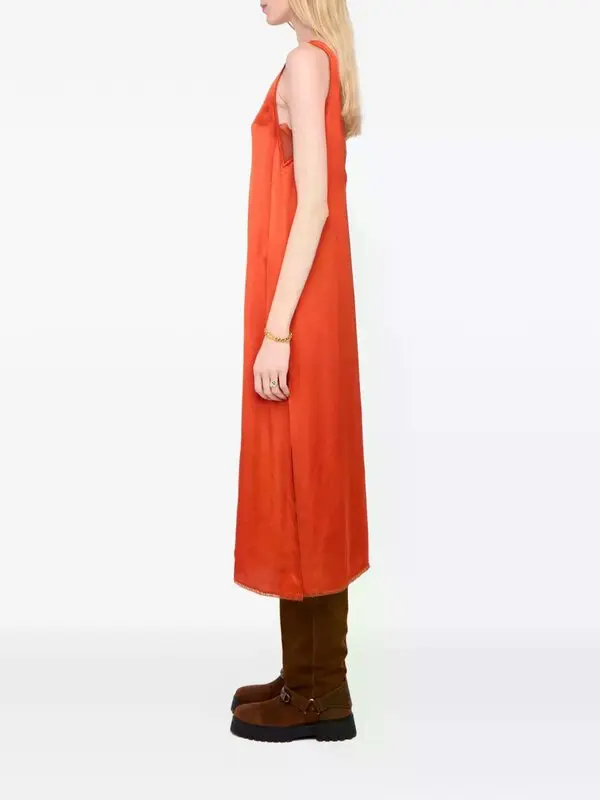 Zadig&Voltaire Renzo Lace-detail Satin Midi Dress - Orange