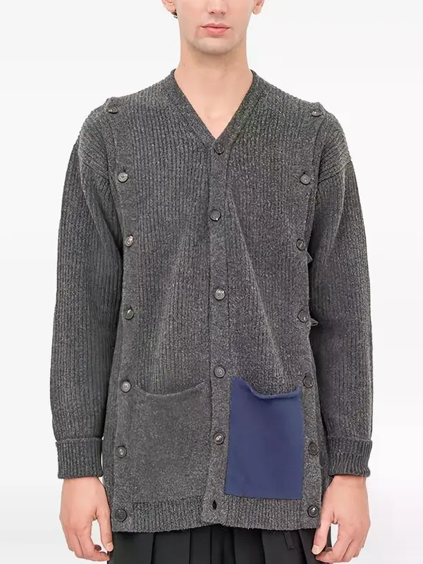 SETCHU Button-up Contrast-pocket Cardigan