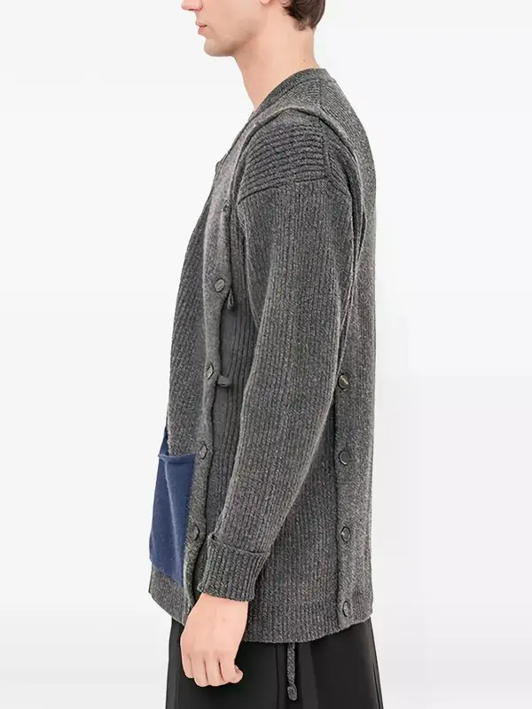 SETCHU Button-up Contrast-pocket Cardigan