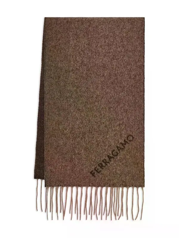 FERRAGAMO Jacquard Fringed Scarf - Brown