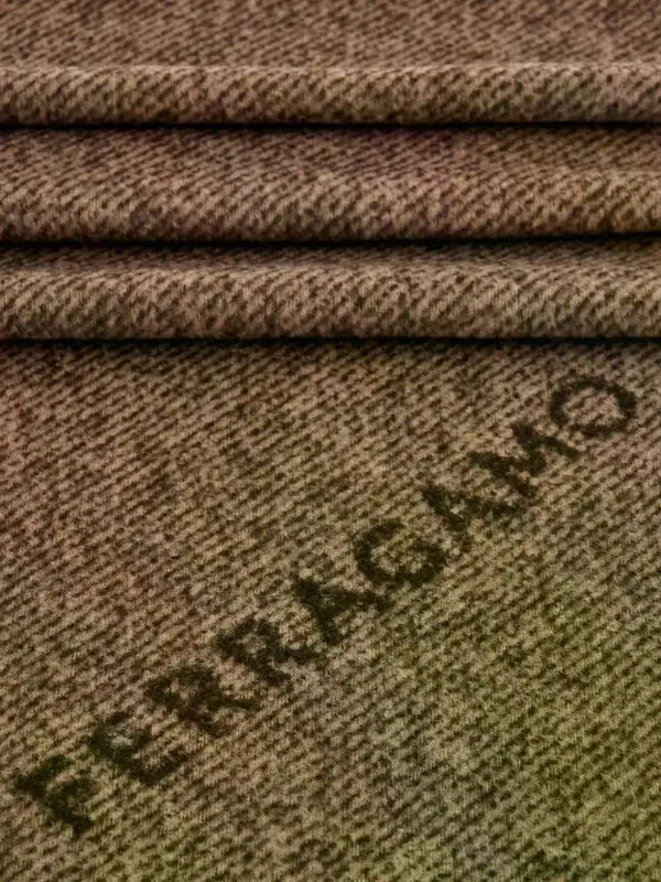 FERRAGAMO Jacquard Fringed Scarf - Brown