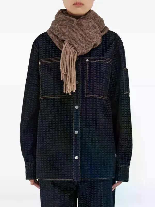 FERRAGAMO Jacquard Fringed Scarf - Brown