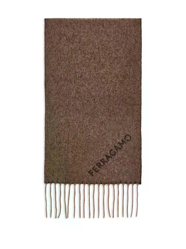 FERRAGAMO Jacquard Fringed Scarf - Brown