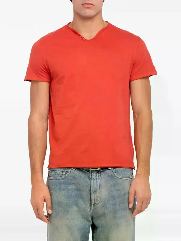 Zadig&Voltaire Henley U-neck Short-sleeve T-shirt - Orange