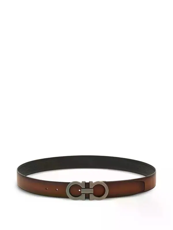 FERRAGAMO Rectangular Buckle Reversible Belt - Brown