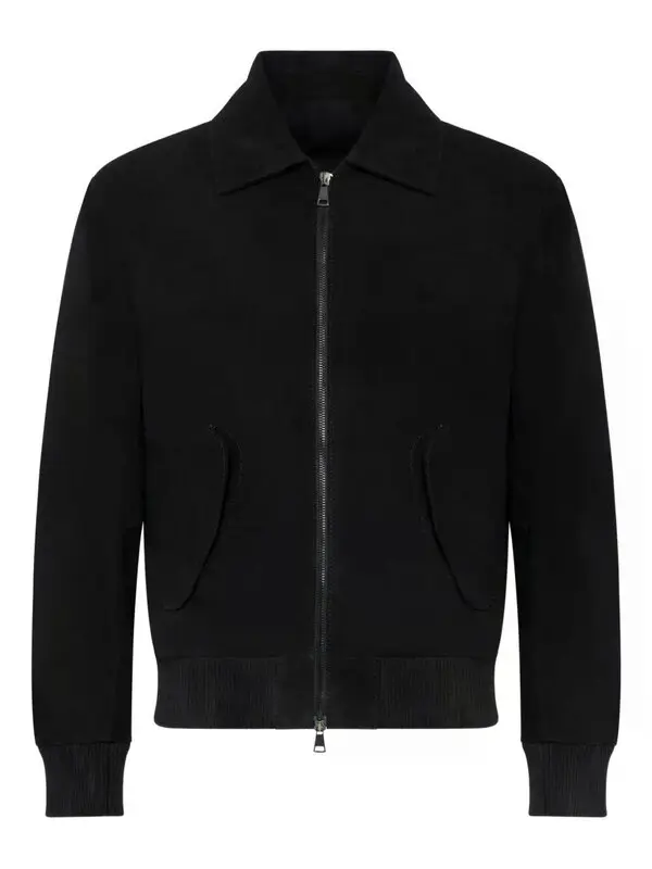 FRANZESE COLLECTION Leather Zip Jacket - Black