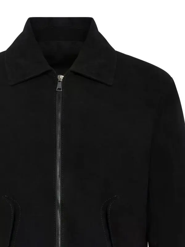 FRANZESE COLLECTION Leather Zip Jacket - Black
