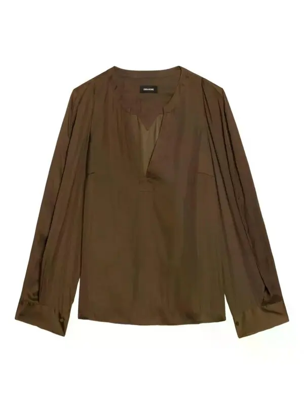 Zadig&Voltaire Torny V-neck Satin Blouse - Green