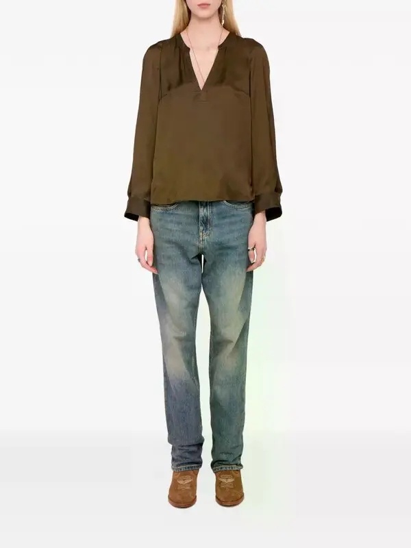 Zadig&Voltaire Torny V-neck Satin Blouse - Green