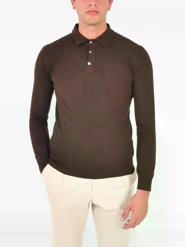 FRANZESE COLLECTION Ribbed Polo Shirt - Brown