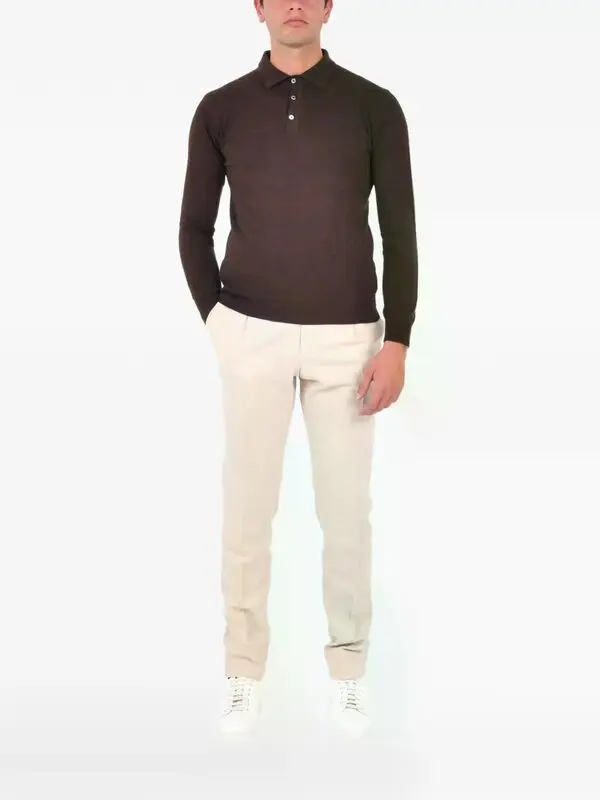FRANZESE COLLECTION Ribbed Polo Shirt - Brown