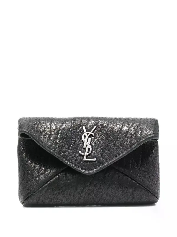 Saint Laurent Micro Cassandre Grained Wallet - Black