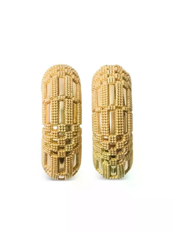 Burberry Beaded-grid Hoop Earrings - Gold
