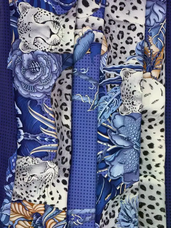 FERRAGAMO Cheetah-print Silk Scarf - Blue
