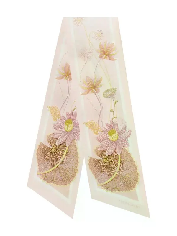 FERRAGAMO Water Lily Printed Silk Scarf - Pink