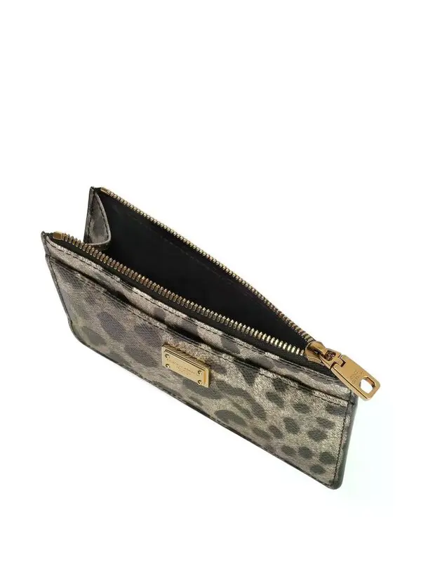 Dolce & Gabbana Leopard-print Plaque Wallet - Brown