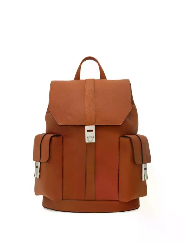 FERRAGAMO Drawstring Leather Backpack - Brown
