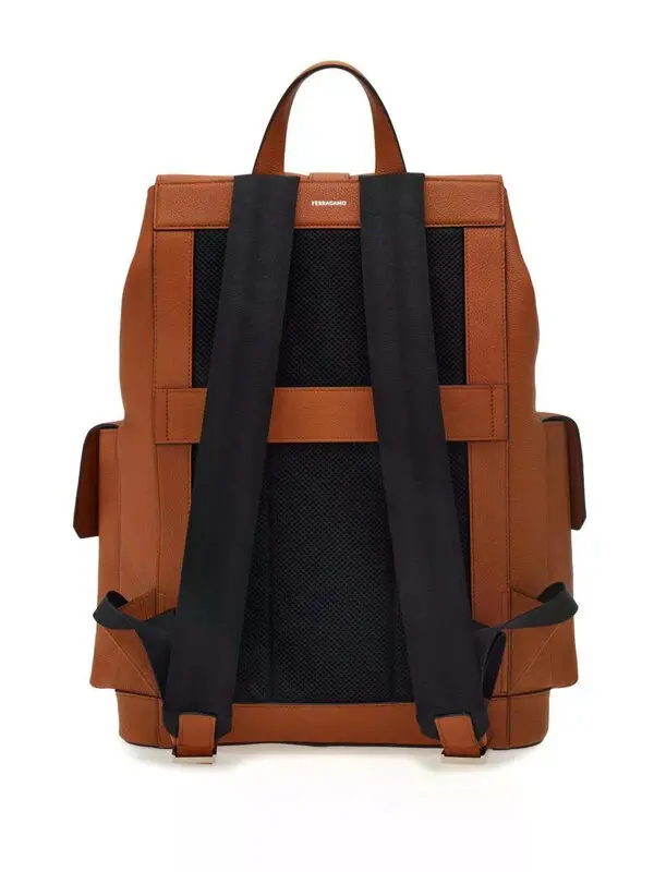 FERRAGAMO Drawstring Leather Backpack - Brown
