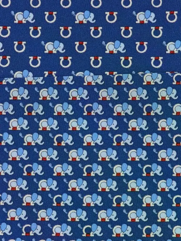 FERRAGAMO Elephant Gancini Print Tie - Blue