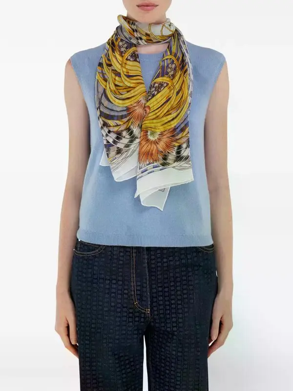 FERRAGAMO Rooster-print Silk Scarf