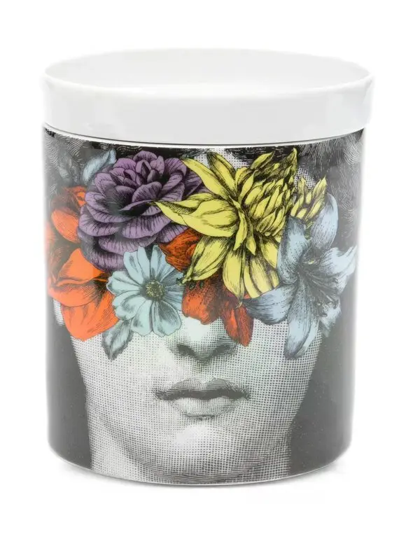 FORNASETTI Floral-face Candle - Black