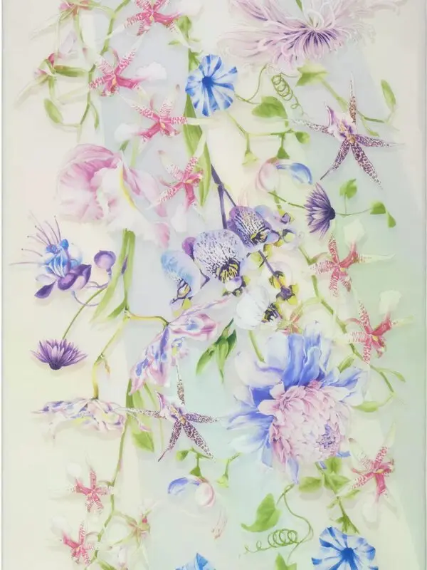 FERRAGAMO Floral Bloom Print Silk Scarf - Blue