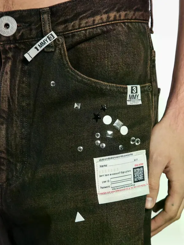 Mihara Yasuhiro Crystal-embellished Jeans