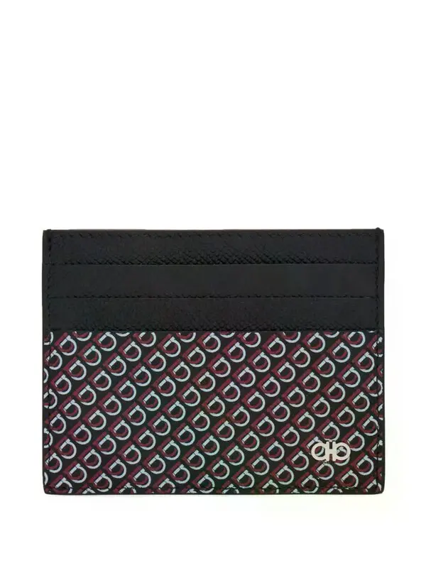FERRAGAMO Gancini Patterned Cardholder - Black