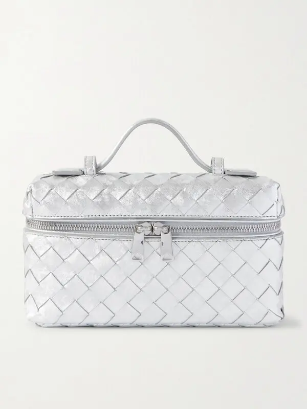 Bottega Veneta Bang Bang Intrecciato Distressed Metallic Leather Tote - Silver