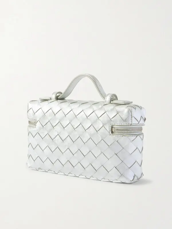 Bottega Veneta Bang Bang Intrecciato Distressed Metallic Leather Tote - Silver