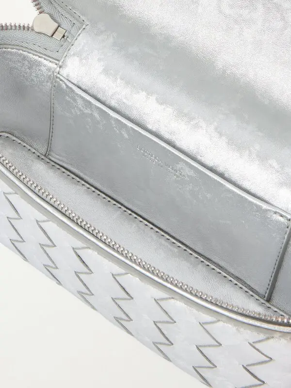 Bottega Veneta Bang Bang Intrecciato Distressed Metallic Leather Tote - Silver