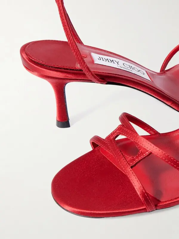 JIMMY CHOO Leo 65 Satin Sandals - Red