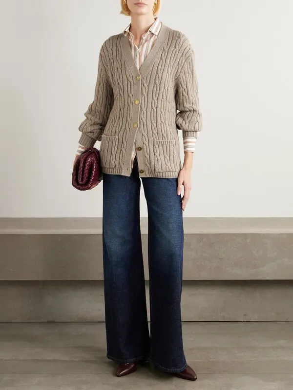 Loro Piana Cable-knit Cashmere-blend Cardigan