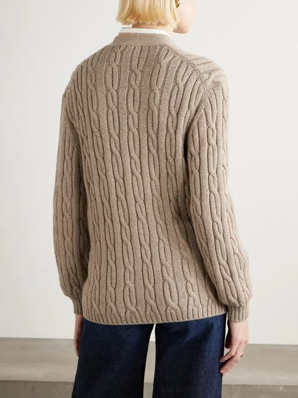 Loro Piana Cable-knit Cashmere-blend Cardigan