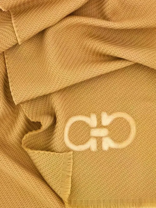 FERRAGAMO Gancini-motif Wool Scarf - Neutrals
